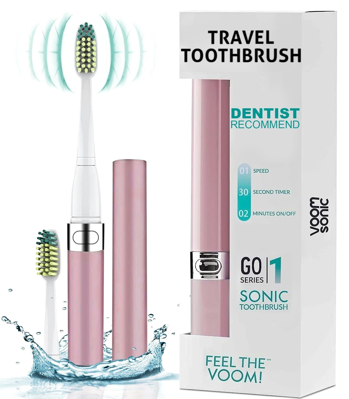 Voom Sonic Go 1 Series Travel Electric Toothbrush, Travel Toothbrush