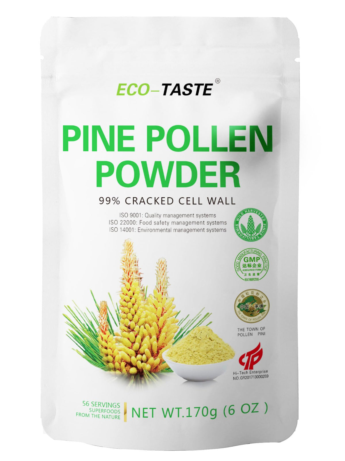 ECO-TASTE Pine Pollen Powder 6 Ounce, Wild Harvested - Pinus Tabulifor