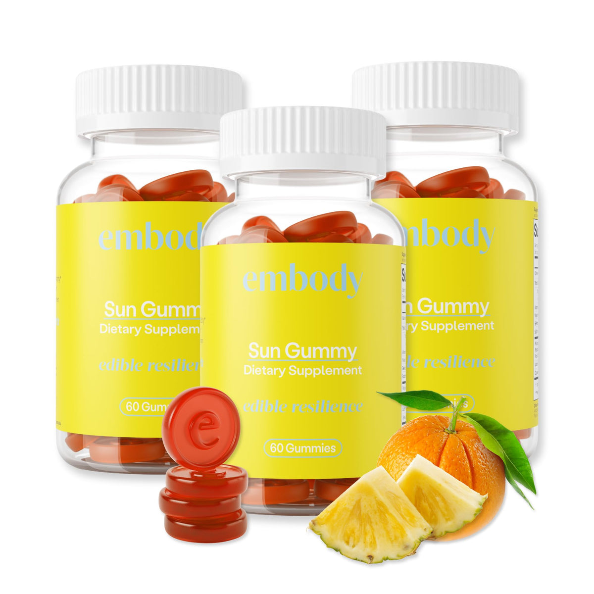 Embody Antioxidant Sun Gummy, Orange Pineapple Flavor, Fern Extract Su
