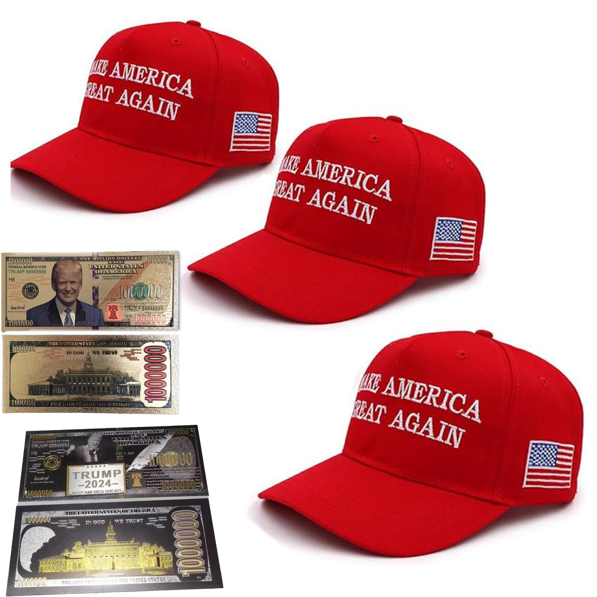MOZU MAGA Hat 3 Packs(RED) Trump 2024 Hat Donald Trump Hat 2024 Keep A