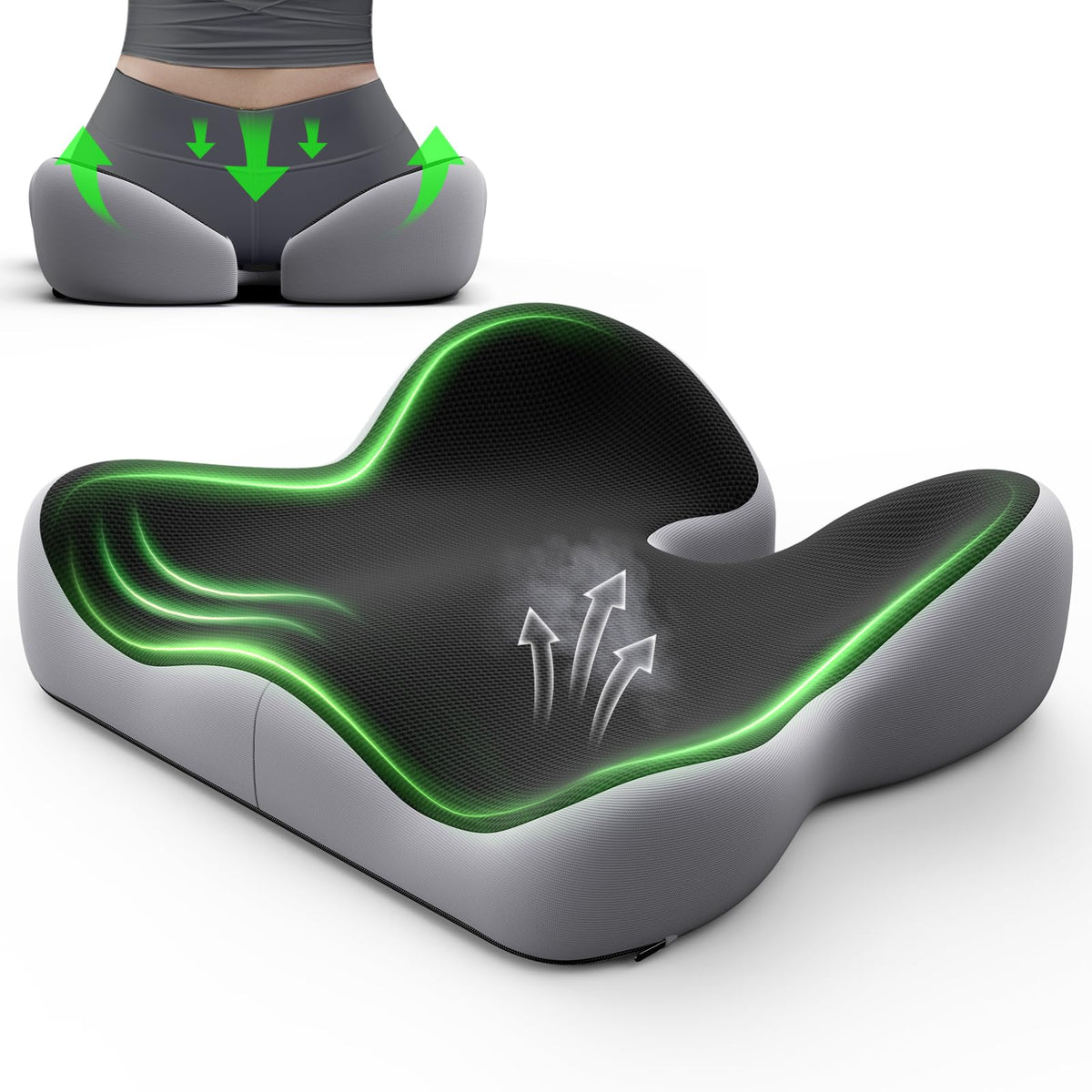 Benazcap Large Seat Cushion for Sciatica Pain Relief, 2024 Upgraded Se