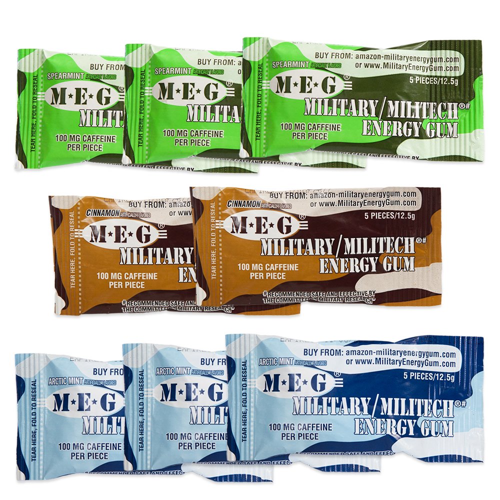 MEG - Military Energy Gum | 100mg of Caffeine Per Piece + Increase Ene