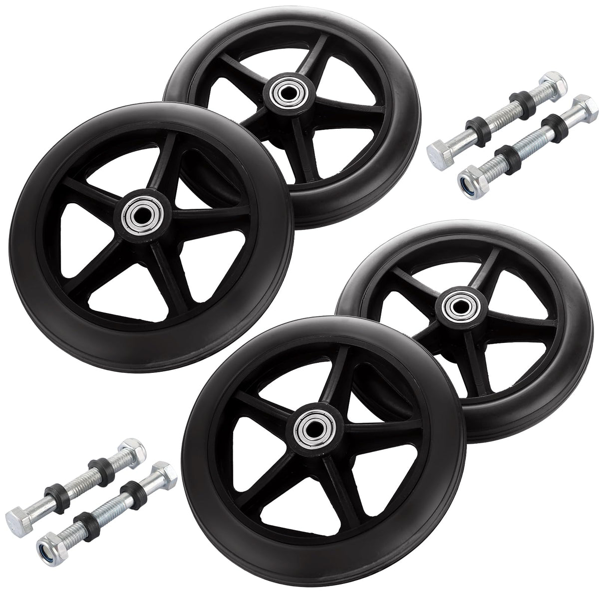 MUXHEL 4 Pcs 6 Inch Walker Wheels Replacement, Solid Wheelchair Front