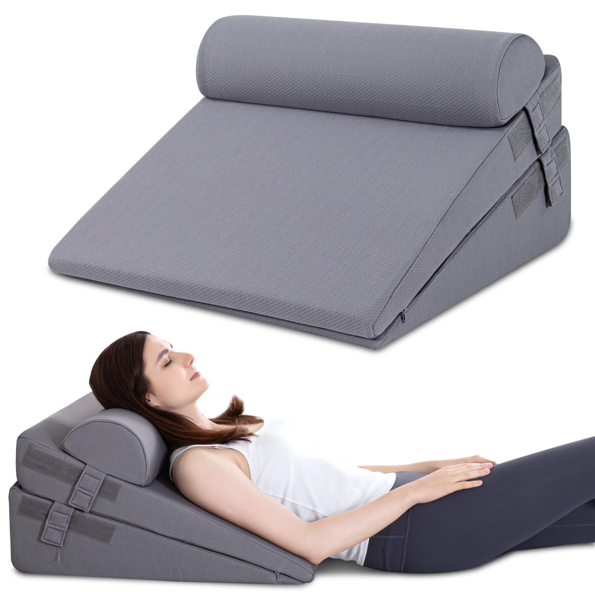 GOHOME Cooling Wedge Pillow Set for After Surgery, 3-Piece Adjustable