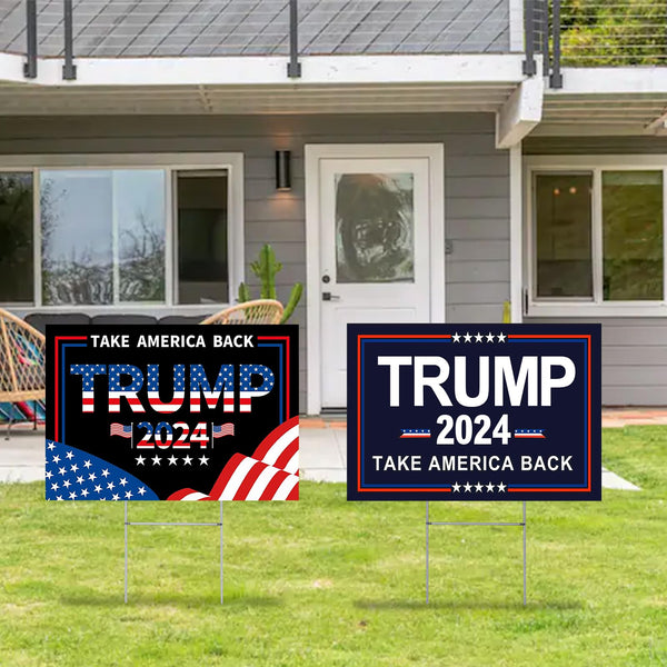 Trump Yard Signs 2024 with H-Stakes, 2 Pack 16" x 12" Double Sided Tru ...
