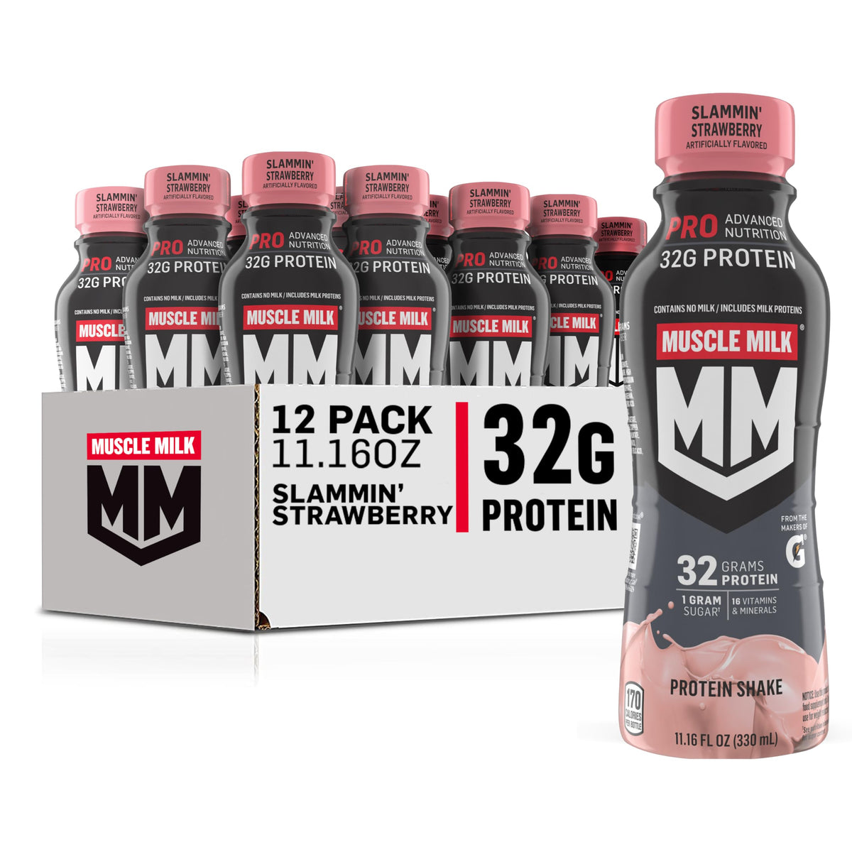 Muscle Milk Pro Advanced Nutrition Protein Shake, Slammin' Strawberry,
