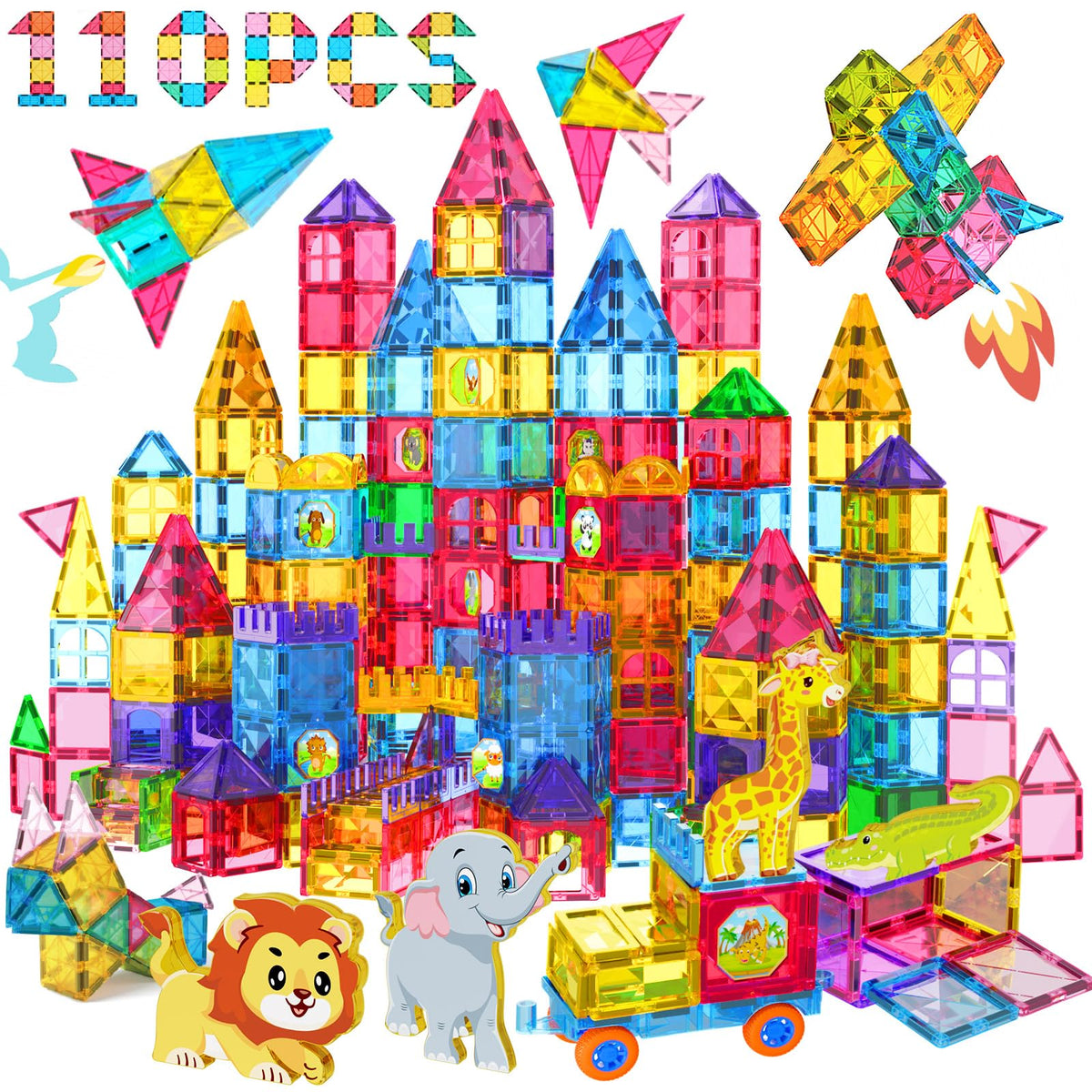 Jasonwell Magnetic Tiles Kids Magnetic Blocks Building Sets 3D Magnet