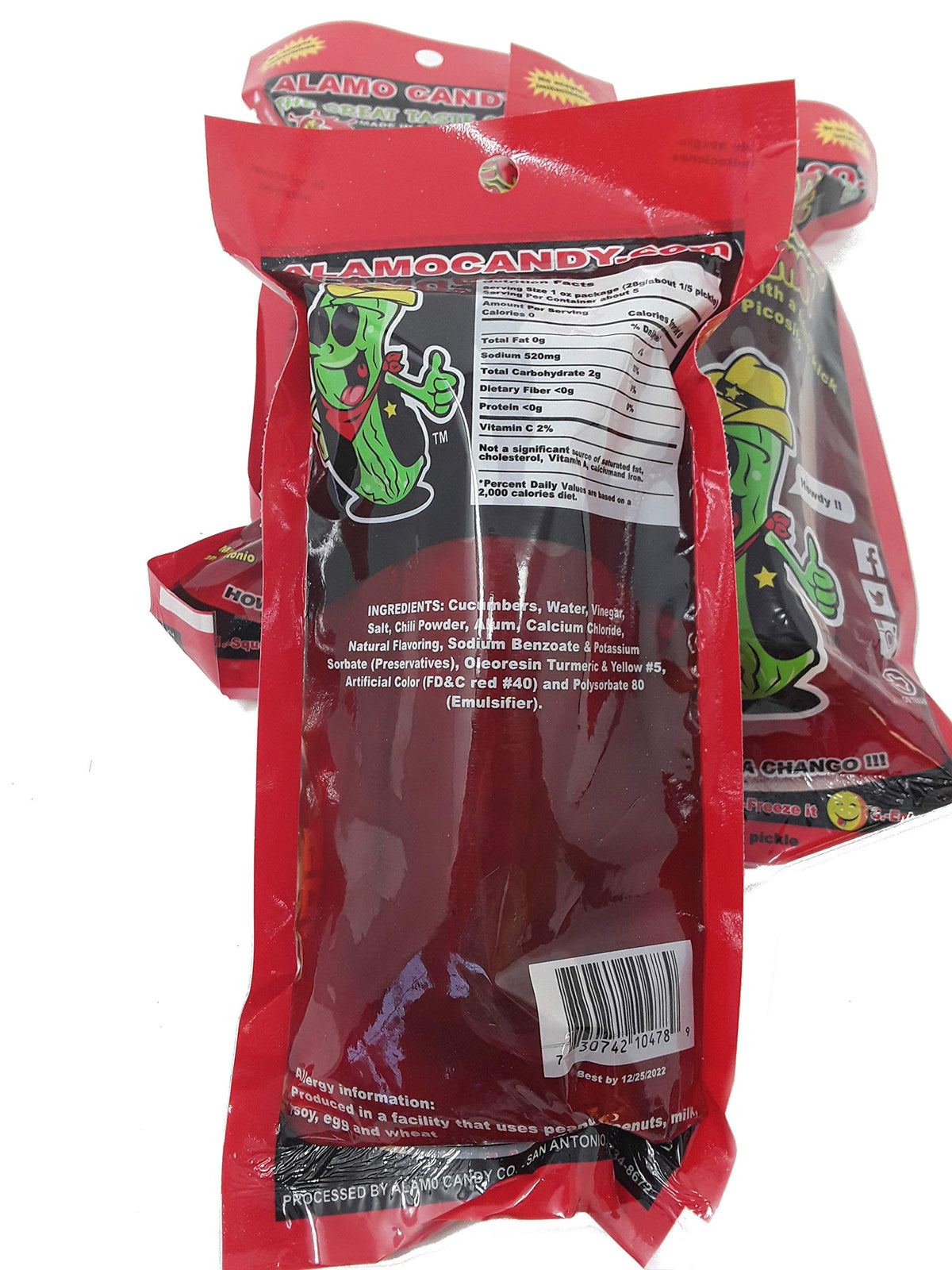 Pack of 2 Alamo Candy Big Tex Dill Pickle in Chamoy - Individually Wra