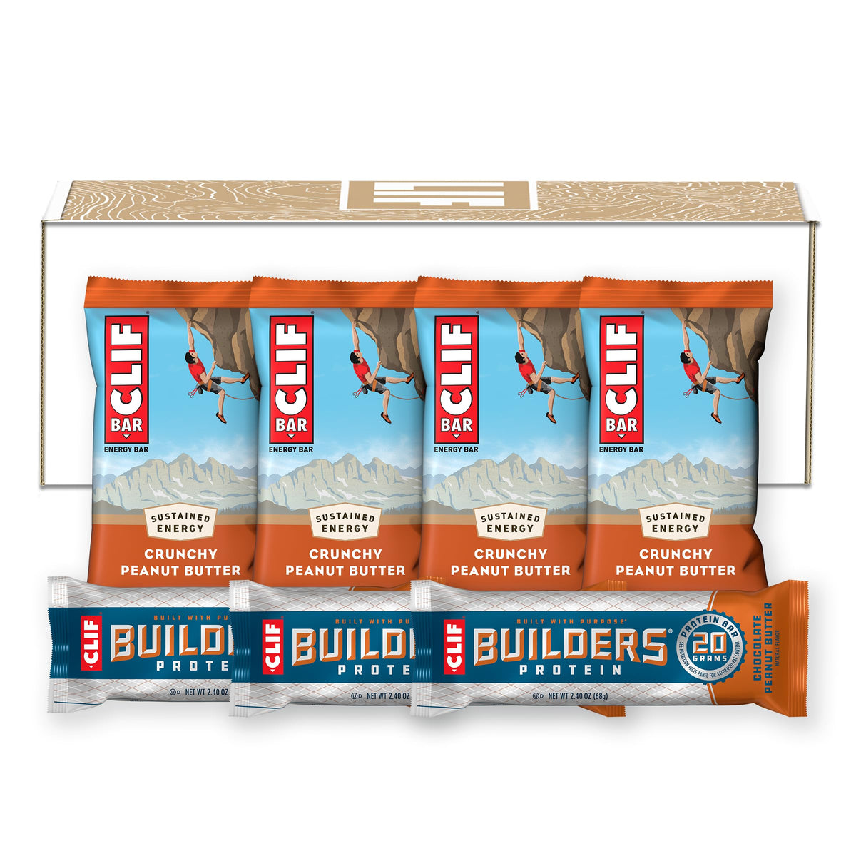 CLIF BAR and CLIF Builders - Variety Pack - Crunchy Peanut Butter and