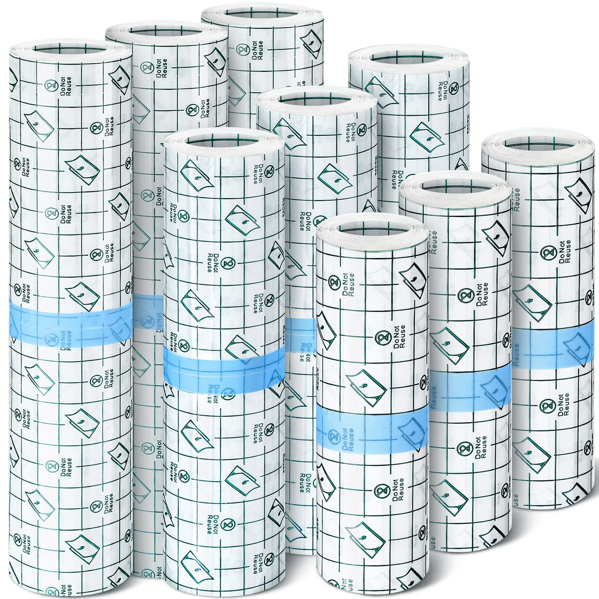 Nuanchu 9 Rolls Waterproof Bandages Transparent Film Dressing Roll Str