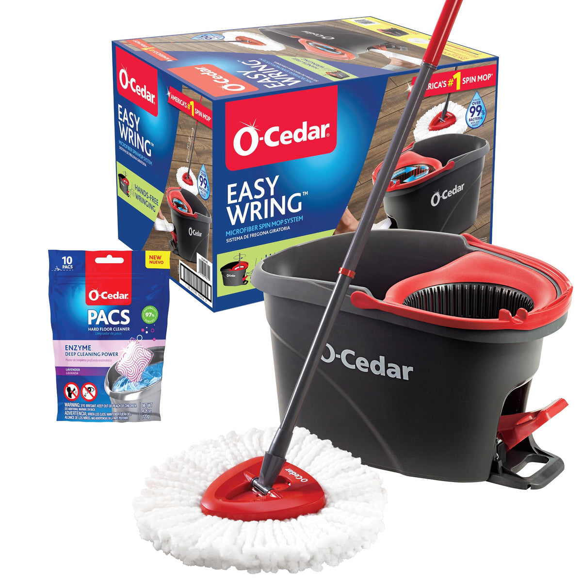 O-Cedar EasyWring Microfiber Spin Mop and Bucket Cleaning System + Lav