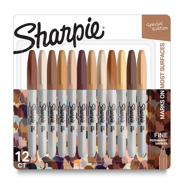 SHARPIE Permanent Markers, Portrait Colors, Fine Point, Assorted, 12 C