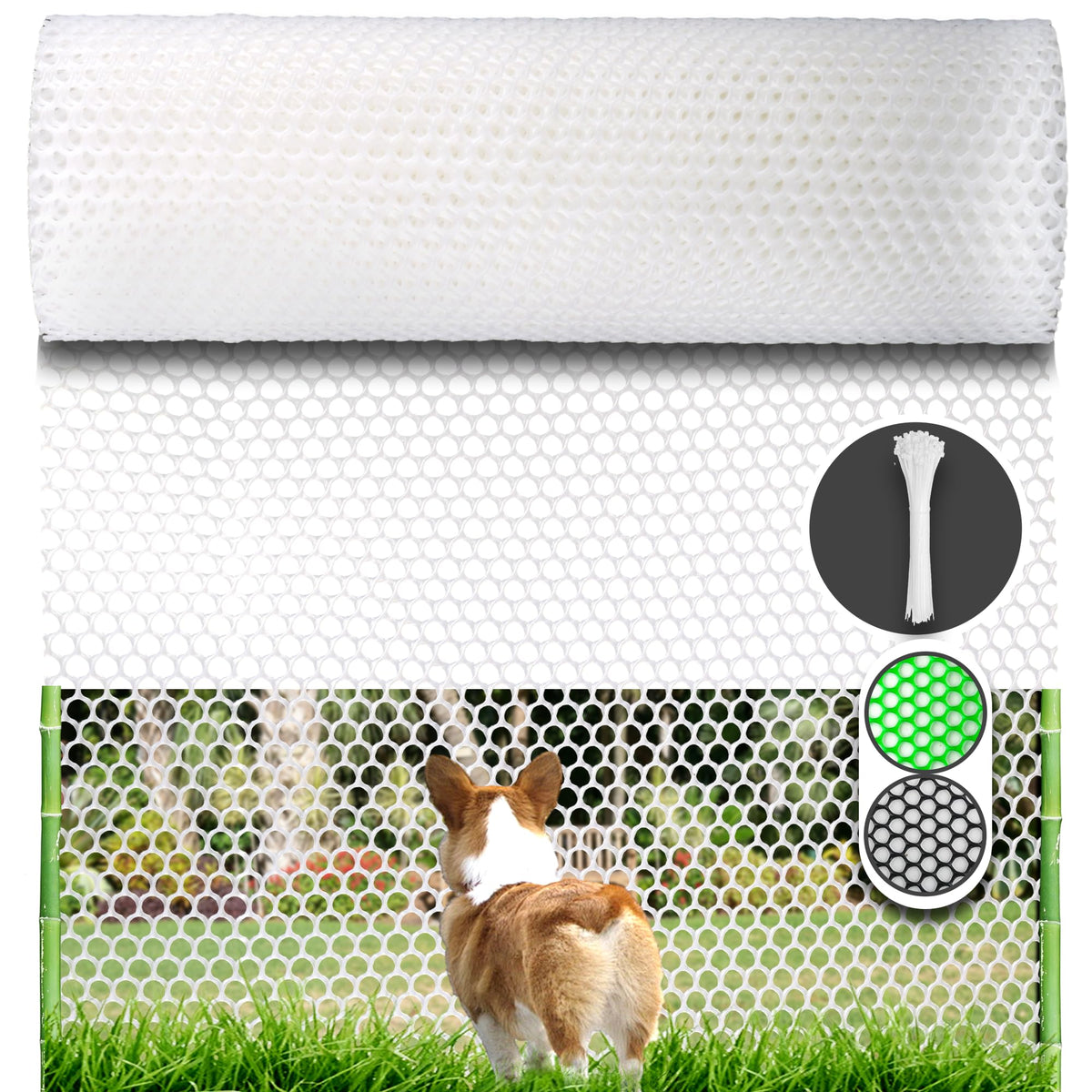 Plastic Wire Mesh Fence - Plastic Mesh 15.7IN x 19.6FT White Roll - Ch