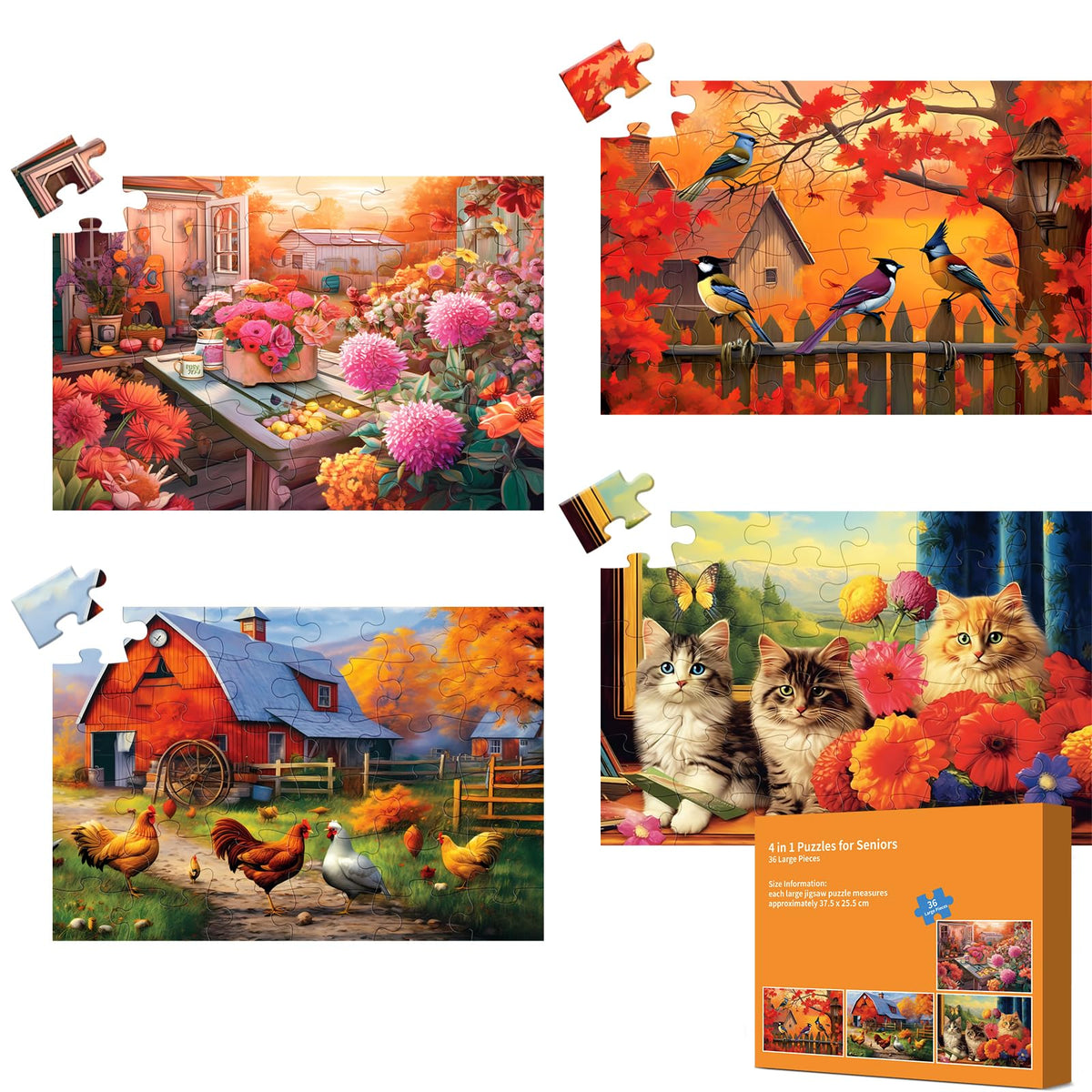 WSCXSC 36 Large Piece Puzzles for Seniors, Dementia Puzzles for Elderl