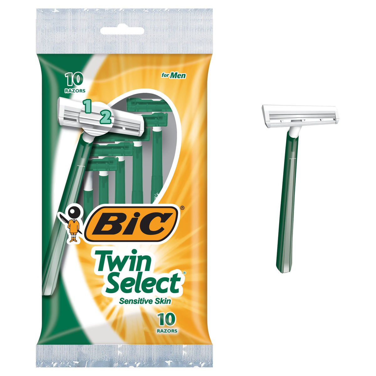 BIC Men's Twin Select Disposable Razor, Sensitive Skin, 10 count (Pack