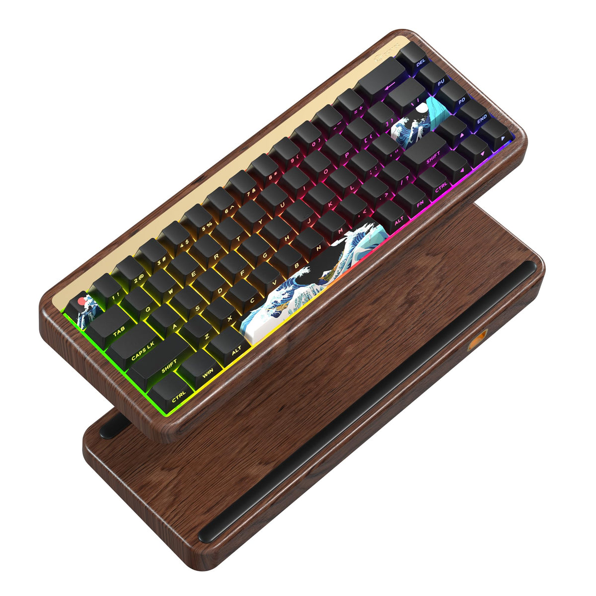 XVX M68 60% Keyboard with Walnut Wooden Case, Gasket-Mounted Retro Gam