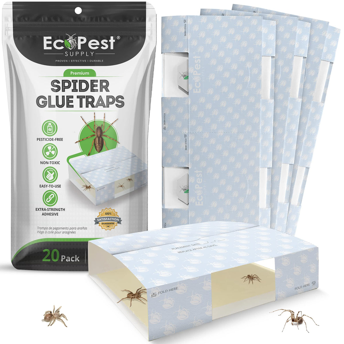 Spider Traps – 20 Pack | Sticky Indoor Glue Trap for Spiders and Other
