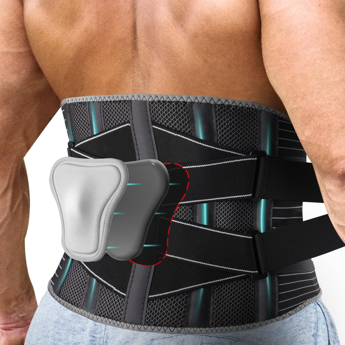 Bracepost Back Brace for Lower Back Pain Relief with 3D Lumbar Pad, Lu