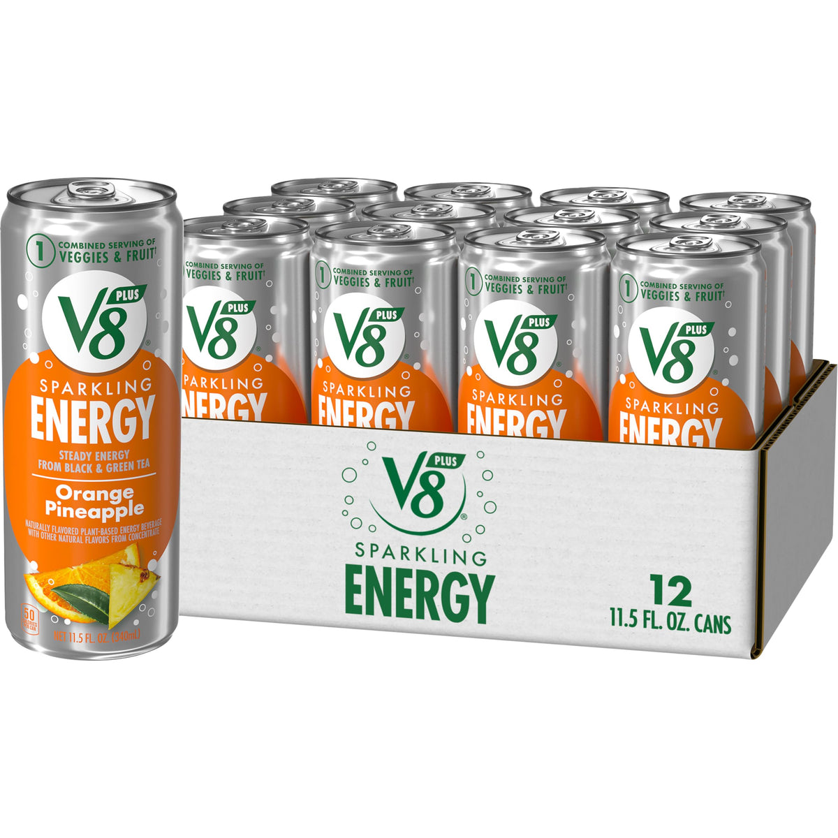 V8 +Energy Sparkling Orange Pineapple Juice Energy Drink, 11.5 fl oz C
