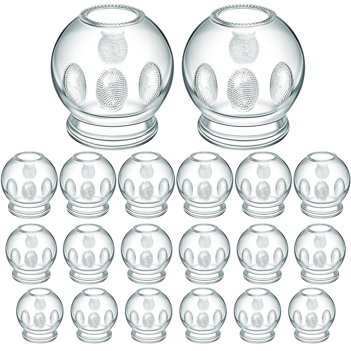 20 Pieces Glass Fire Cupping Jars Thick Glass Cupping Set 4 Sizes Vacu