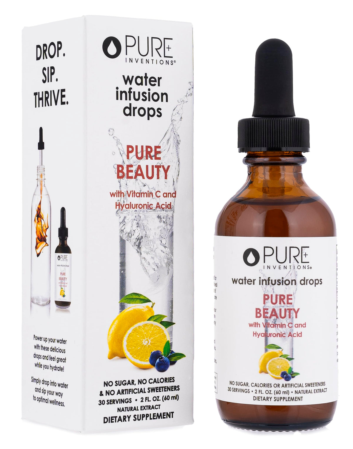 Pure Inventions Beauty - Lemon Blueberry Flavored Water Infusion Drops