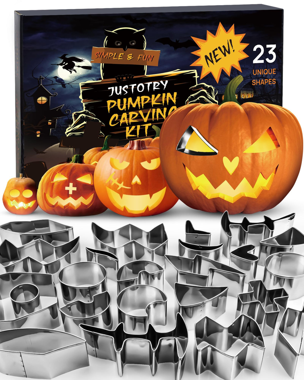 JUSTOTRY Pumpkin Carving Kit with Hammer Safe for kids, Halloween Pump