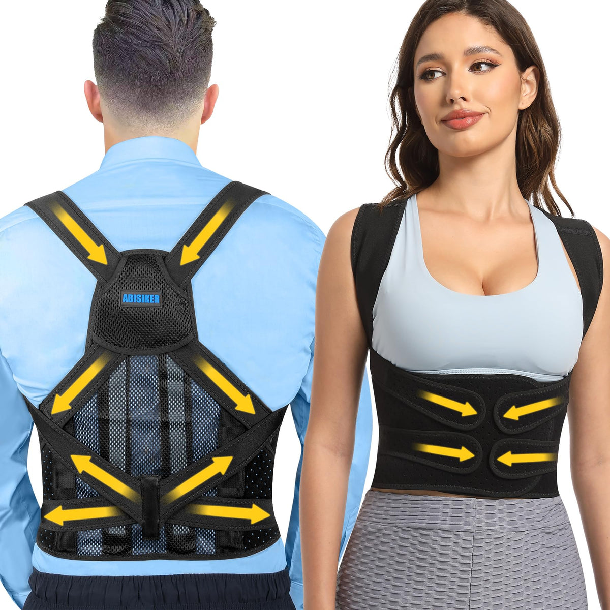 ABISIKER Posture Corrector for Women and Men, Adjustable Back Brace, B