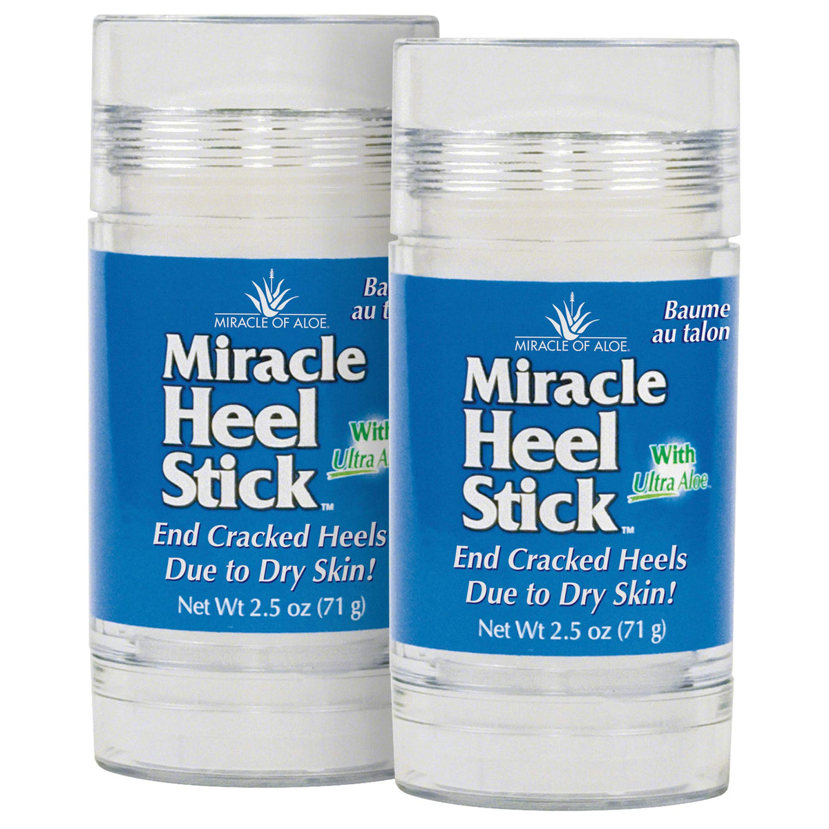 2-Pack Miracle Heel Stick with Pure UltraAloe Aloe Vera Gel | 2.5 ounc