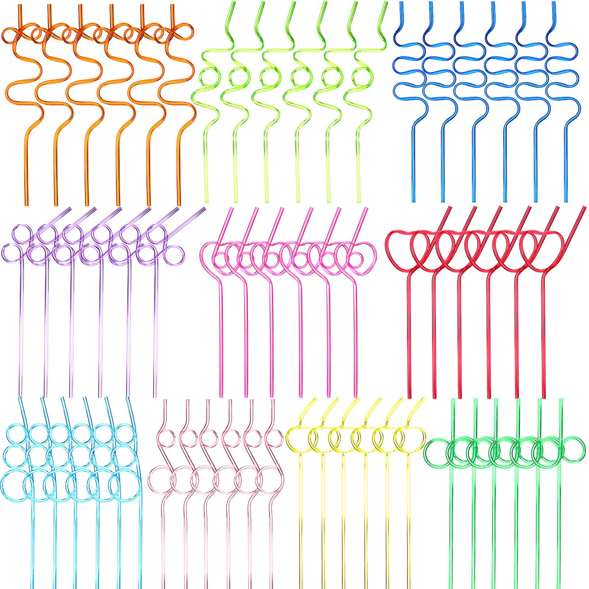 Assorted Silly Straws Colorful Reusable Drinking Straws Twists Loop St