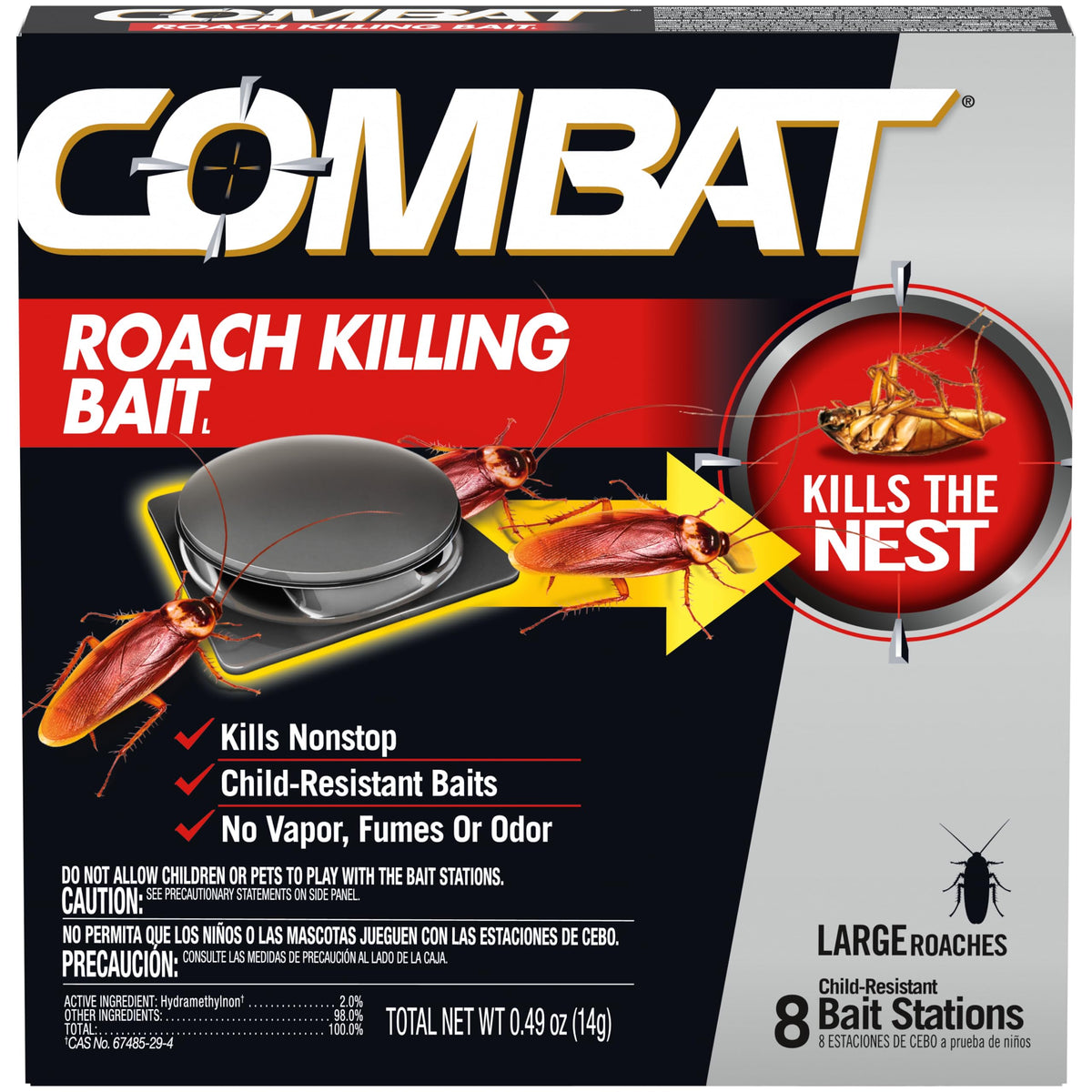 COMBAT Roach Killing Bait, Roach Bait Station For Large Roaches, Kills