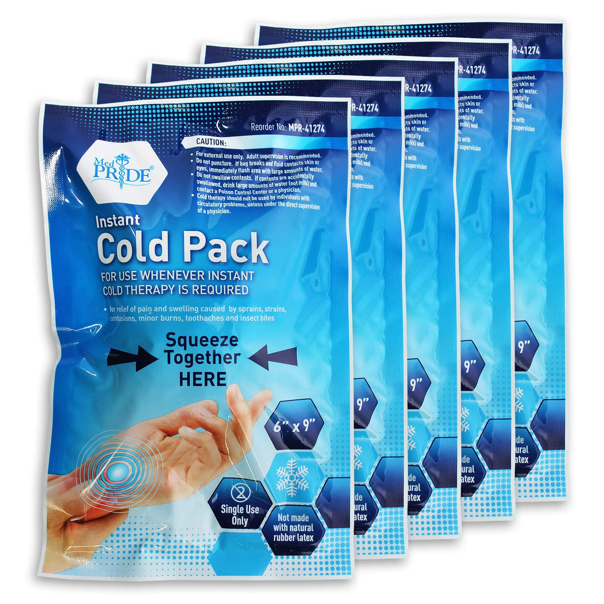 MED PRIDE Instant Cold Pack (6x9)-Set of 24 Disposable Cold Therapy Ic