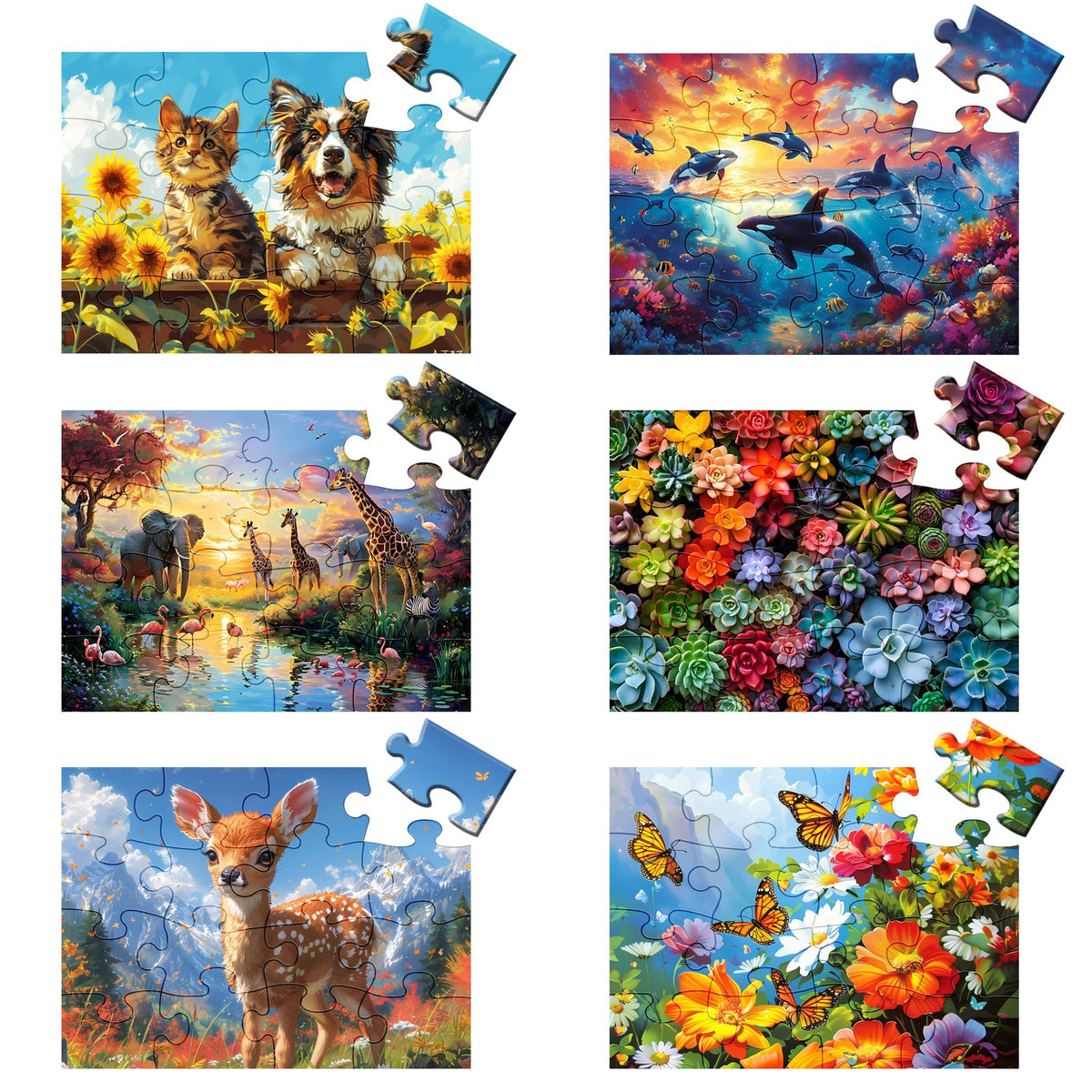 6 Packs 16 Large Piece Puzzle for Seniors - Dementia Puzzles for Elder