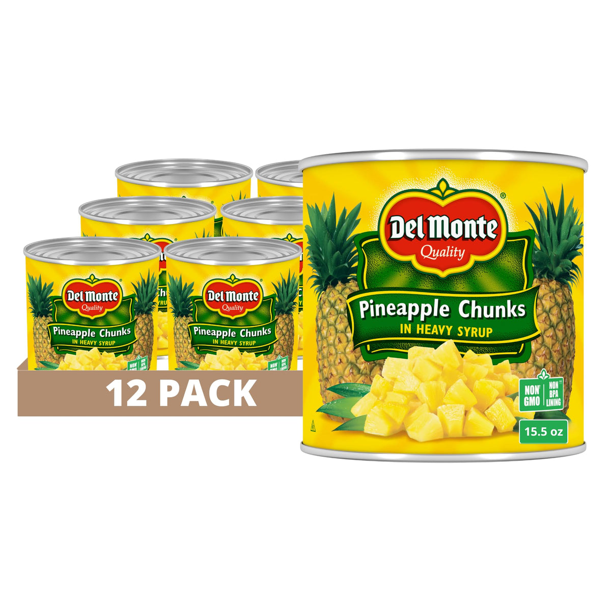Del Monte Pineapple Chunks In Heavy Syrup 15.5 Oz. Can, 12 Pack, 15.5