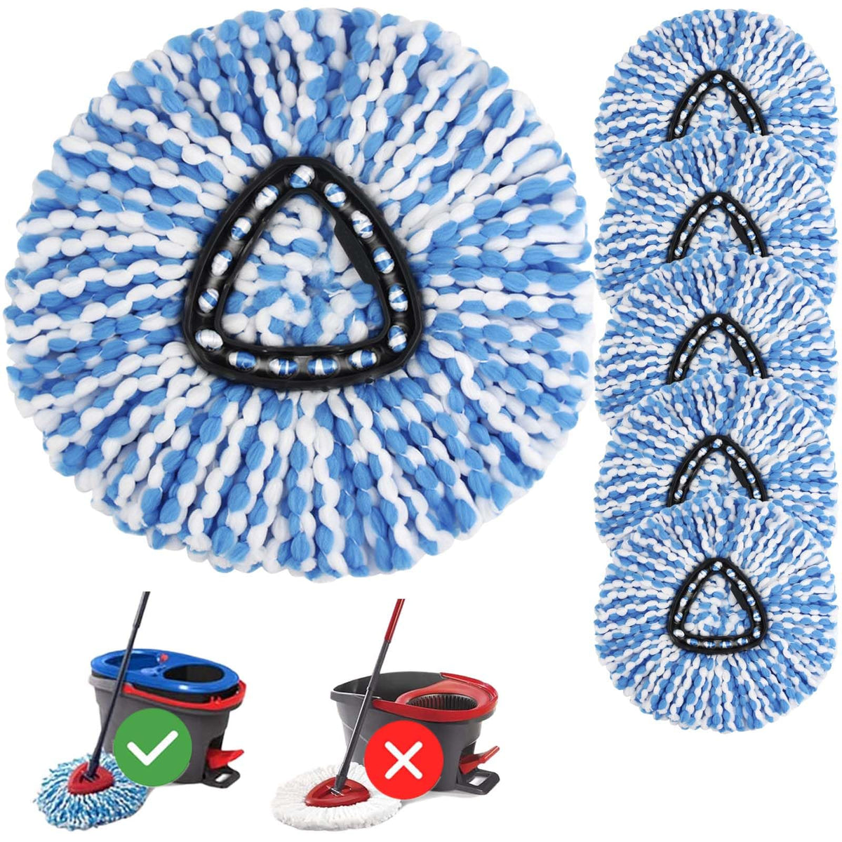 Kimmkco 6 Pack Spin Mop Head Replacement for O Cedar RinseClean Spin M