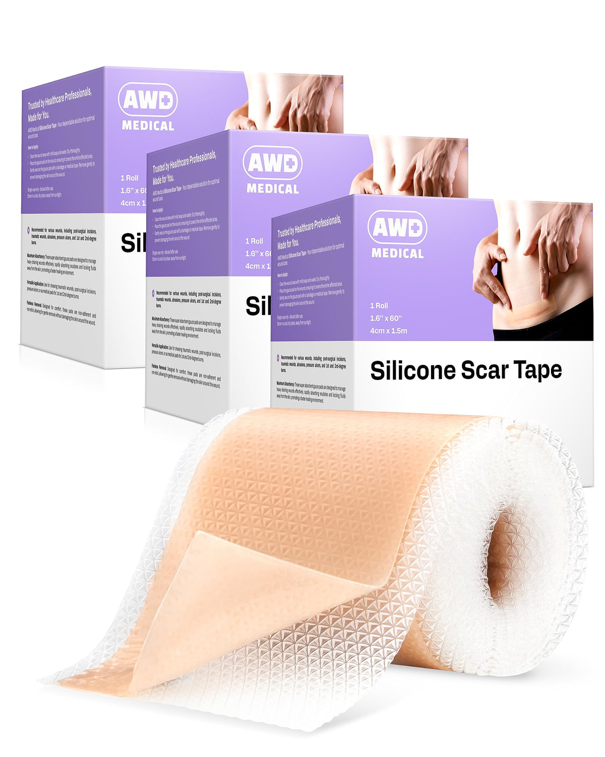 AWD Silicone Scar Sheets for Surgical Scars - Silicone Scar Tape for C