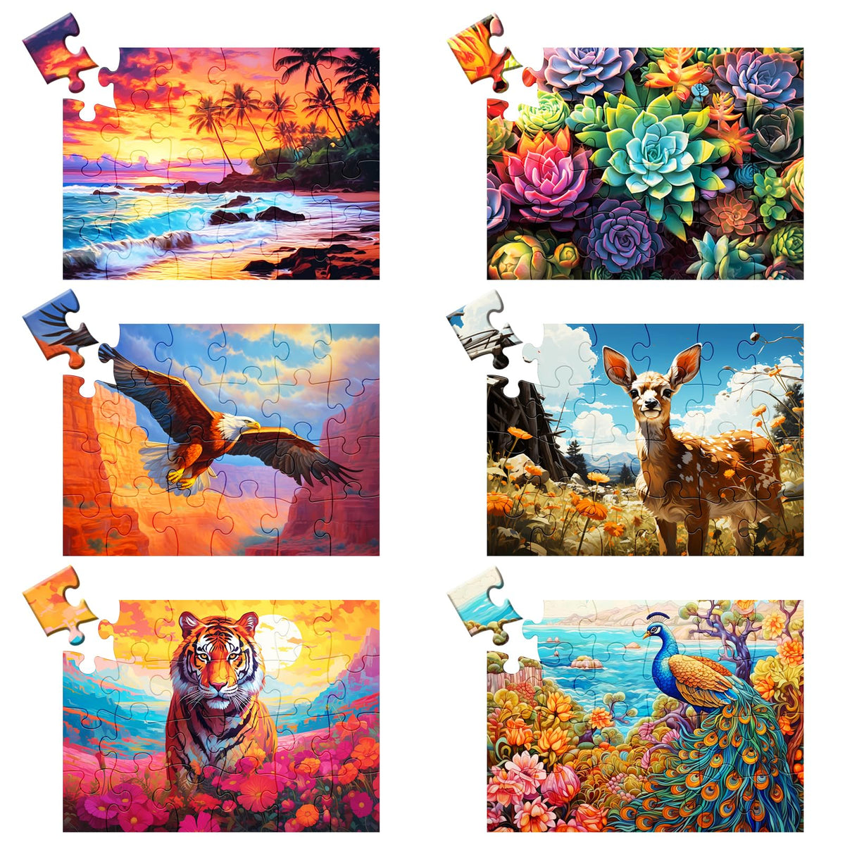 6 Pack 24 Large Piece Puzzles for Seniors Puzzle Dementia Alzheimer's
