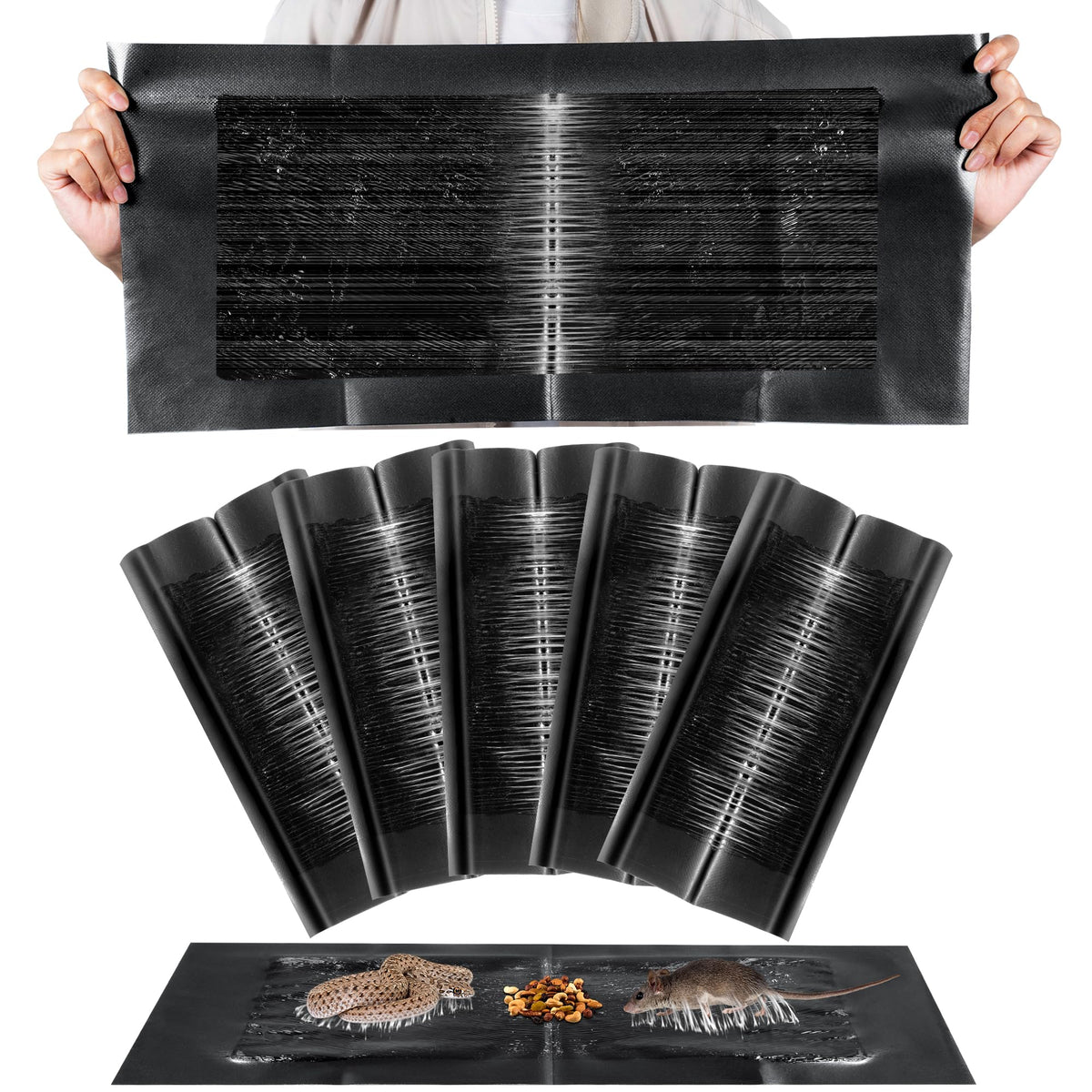 QUALIREY 24 x 11'' Anti Slip Rat Snake Rodent Sticky Pads Pet 5 Pack M