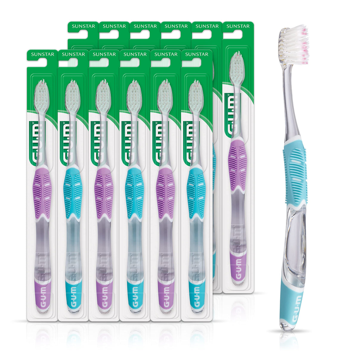 GUM Sensitive Technique Deep Clean Toothbrush, Compact Head, 1ct (12pk