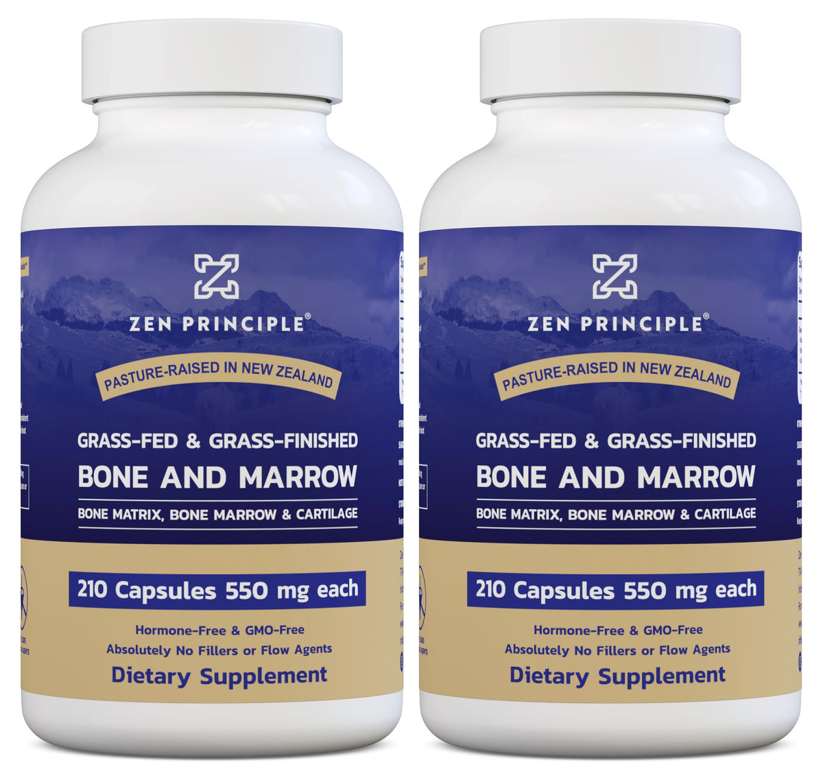 Zen Principle Grass Fed Beef Bone Marrow Supplement, 3300mg. Skin, Ora