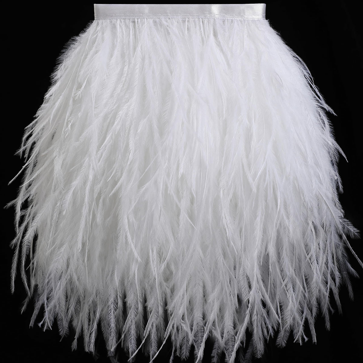 Soarer White Ostrich Feather Trim - 2Yards 5-7inch Feathers Fringe Tri