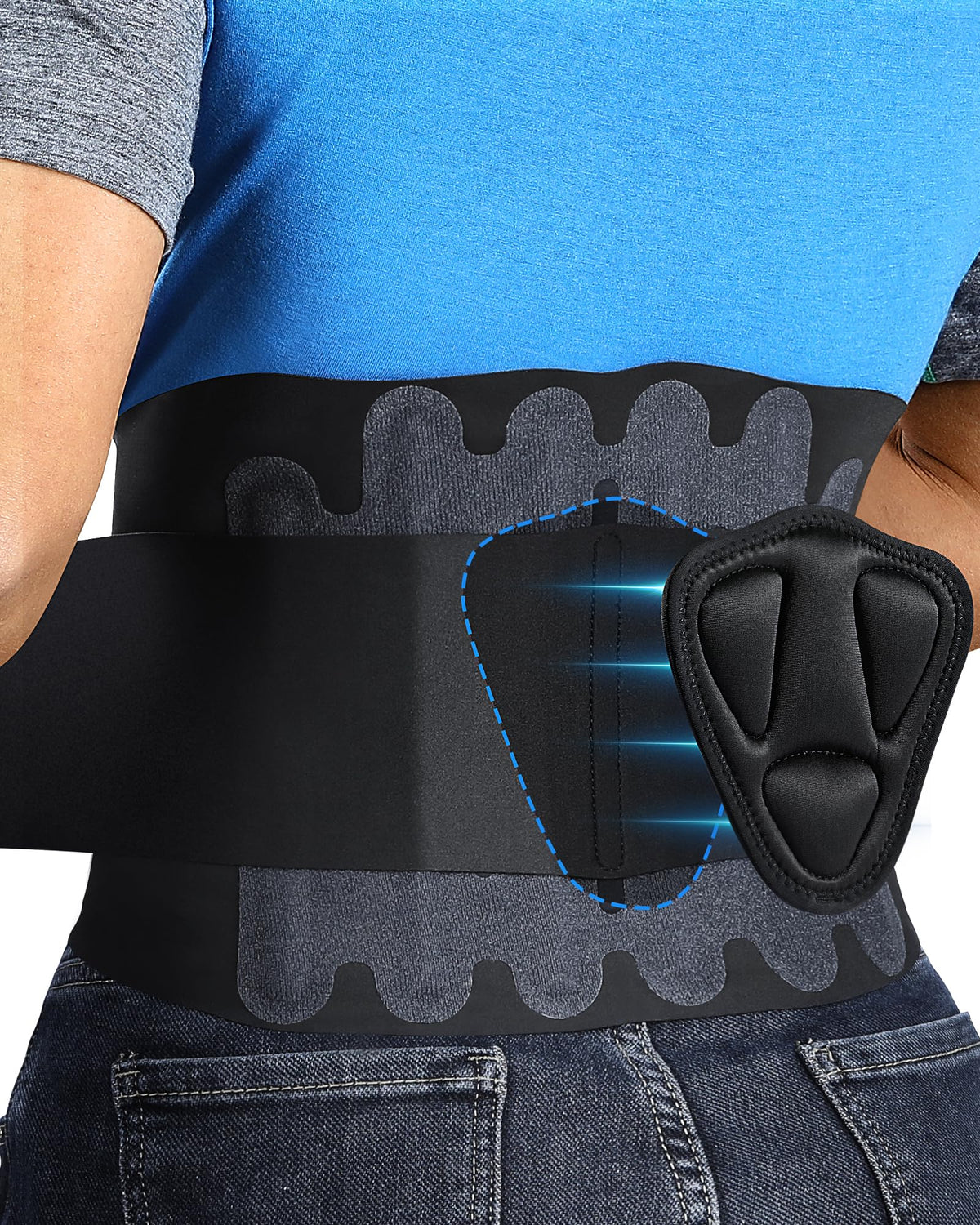 Fitomo 0.5mm Ultra Thin Back Brace with 3D Lumbar Pad, 6 Flexible Supp