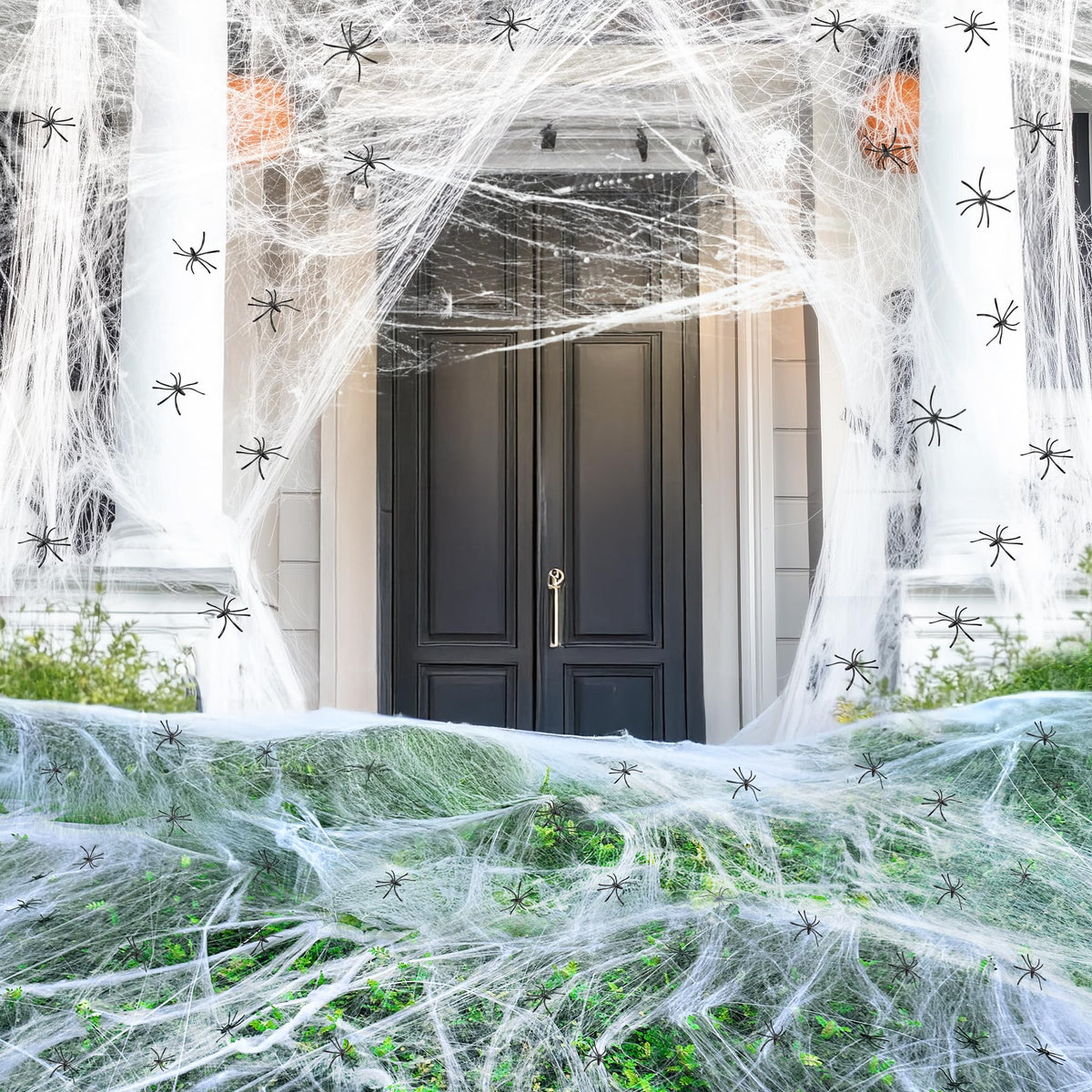 1000 sqft Spider Webs Halloween Decorations with 77 Fake Spiders, Supe