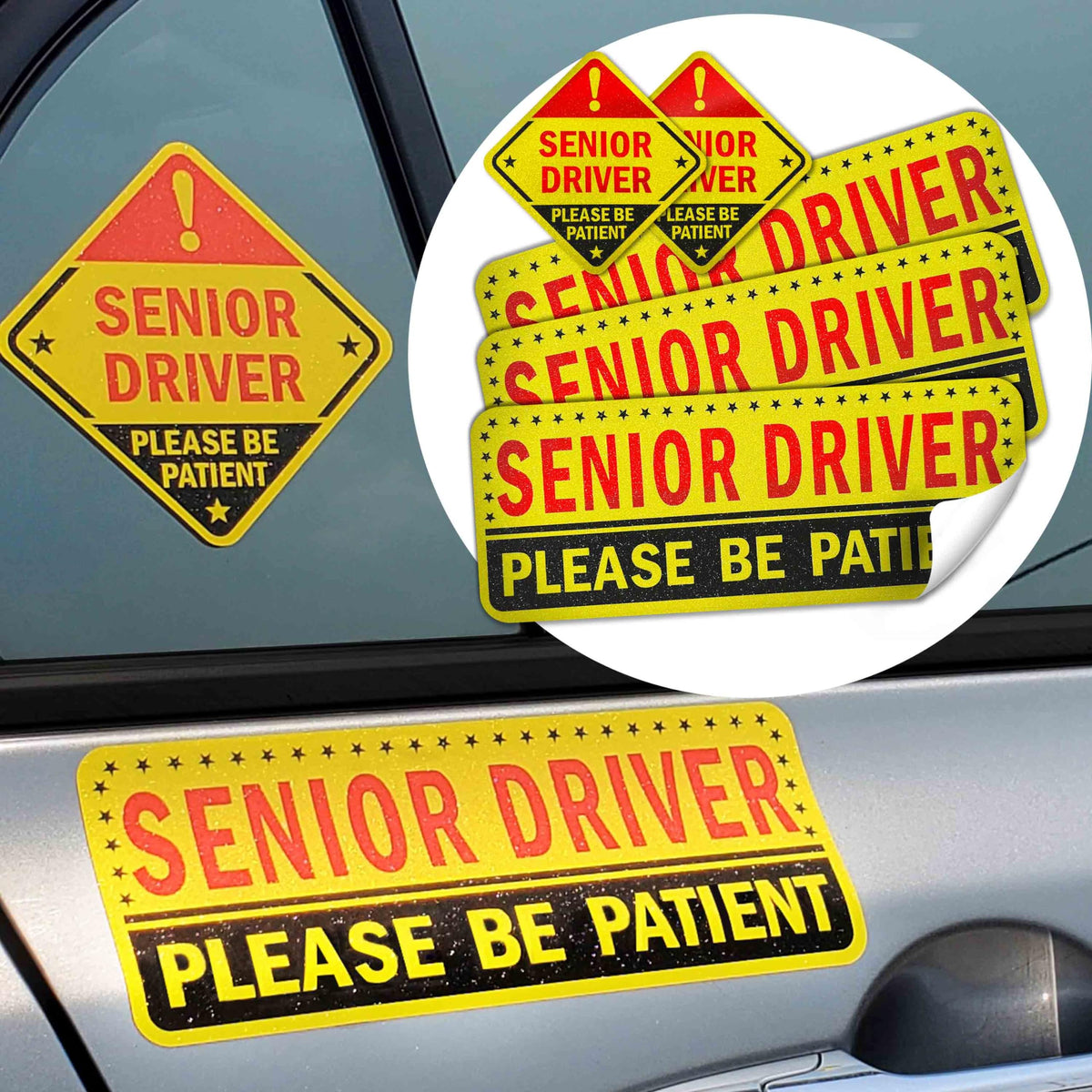 5-Pack Senior Driver Stickers (Non-Magnetic) – Promotes Road Safety fo