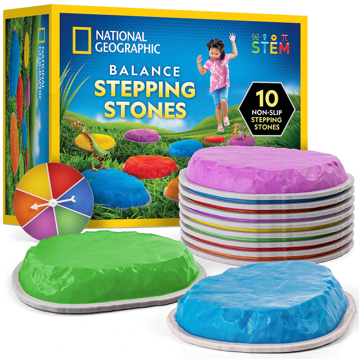 NATIONAL GEOGRAPHIC Stepping Stones for Kids – 10 Durable Non-Slip Sto