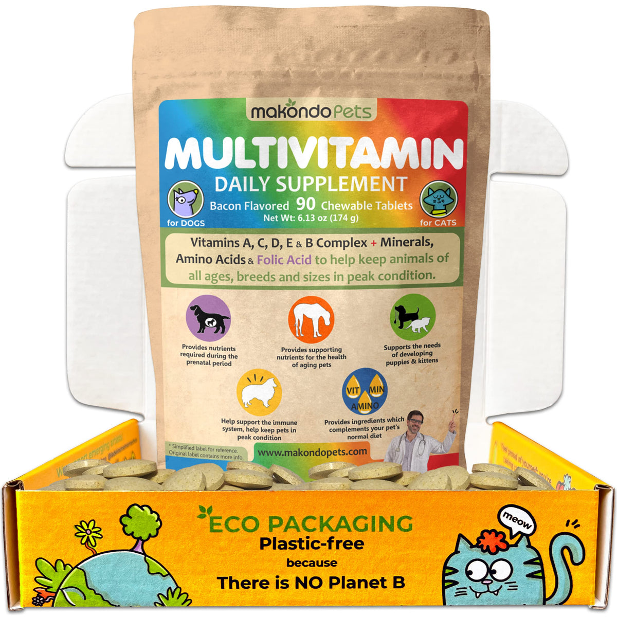 Prenatal Dog Vitamins – Multivitamin for Dogs and Cats with Folic Acid