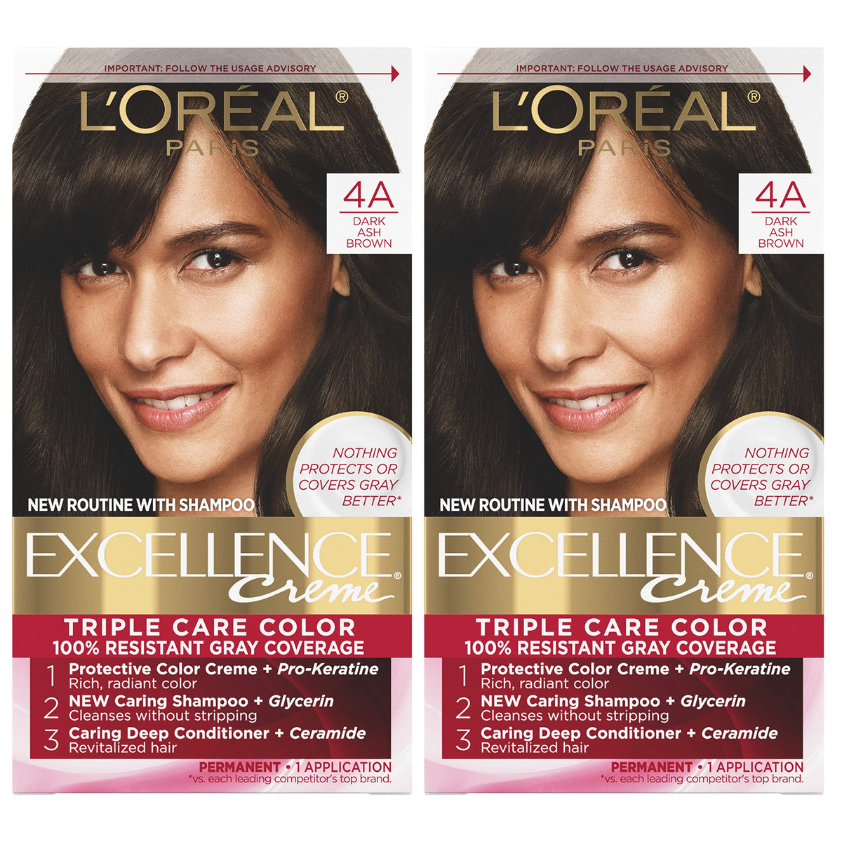 L'Oreal Paris Excellence Creme Permanent Hair Color, 4a Dark Ash Brown