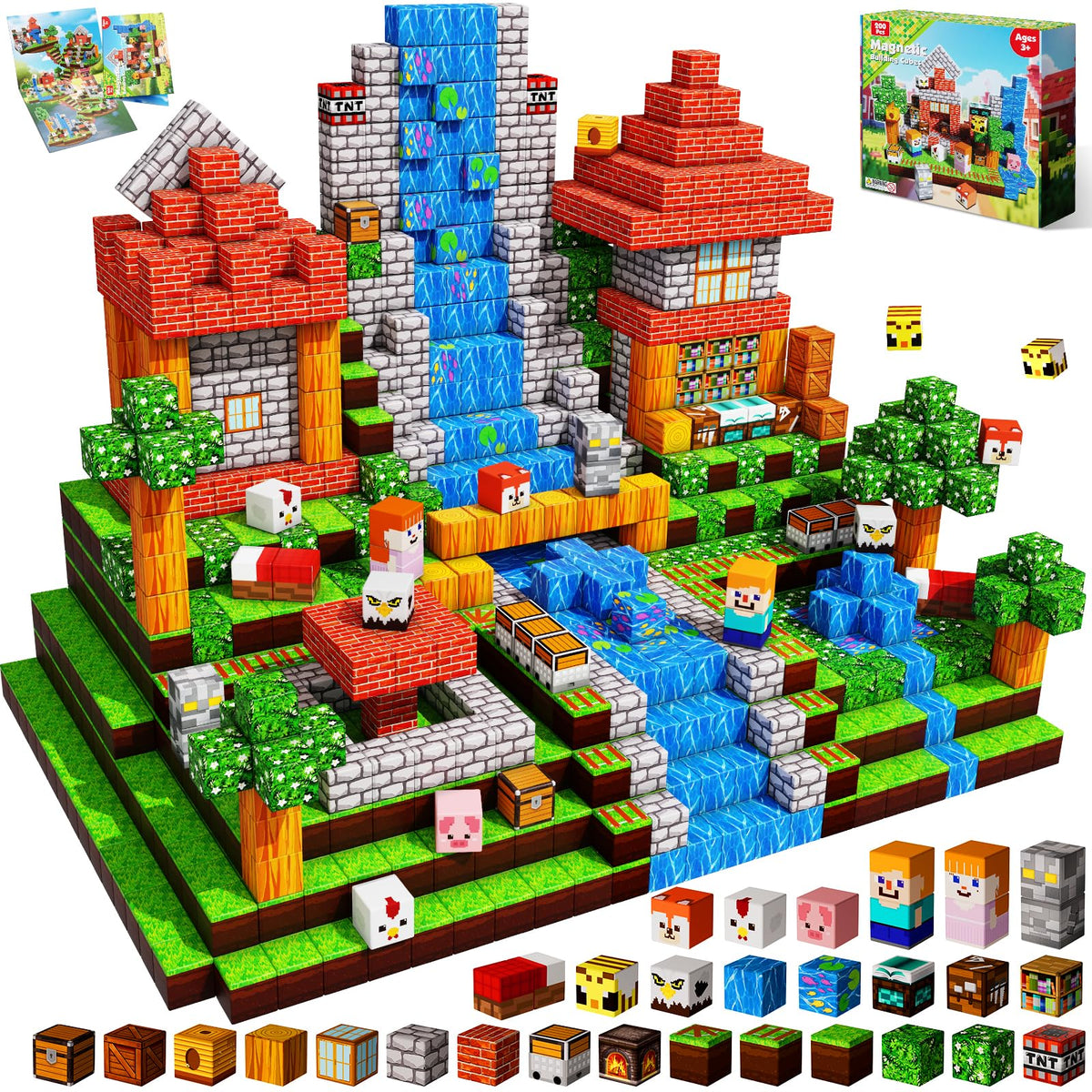 200 PCS Magnetic Blocks - Magnetic Building Blocks, Stacking Magnets f