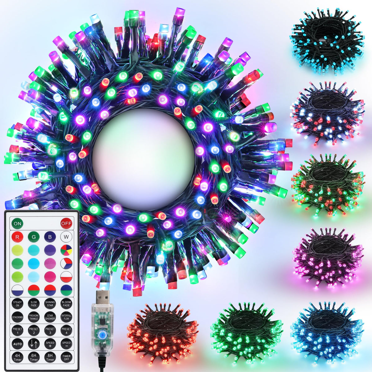 Joomer Color Changing Christmas Lights, 33FT 100 LED RGB String Lights