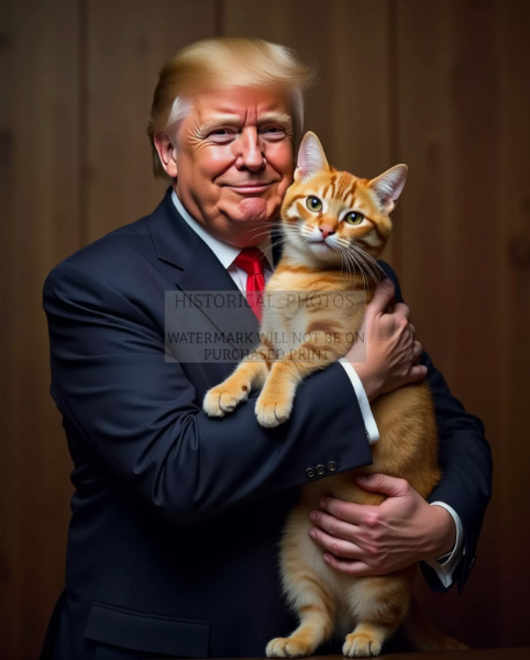 PRESIDENT DONALD TRUMP HUGGING A TABBY CAT MAGA 8X10 AI PHOTO – kate ...