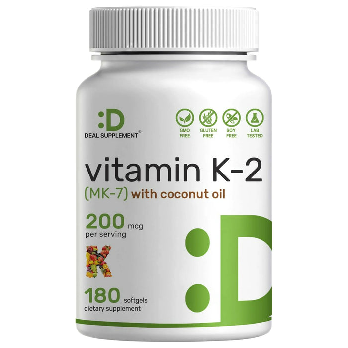 Vitamin K2 MK-7 with Virgin Coconut Oil, 180 Softgels - Vitamin K2 as ...